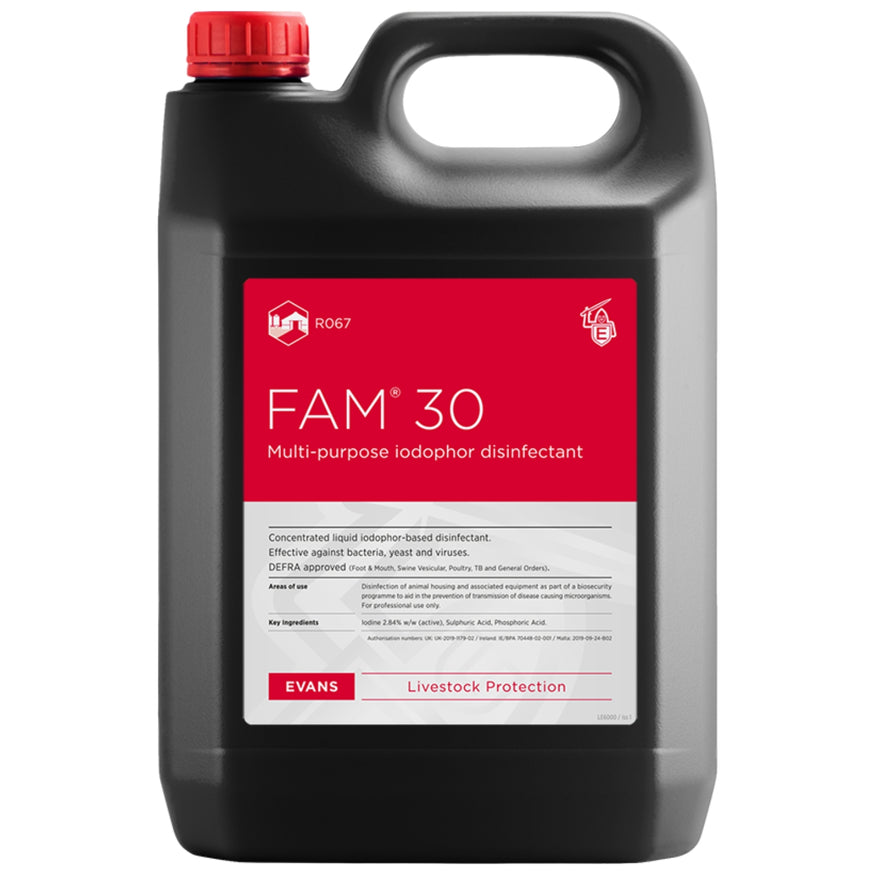 FAM 30 Iodophor Defra Approved Disinfectant – Quill Productions