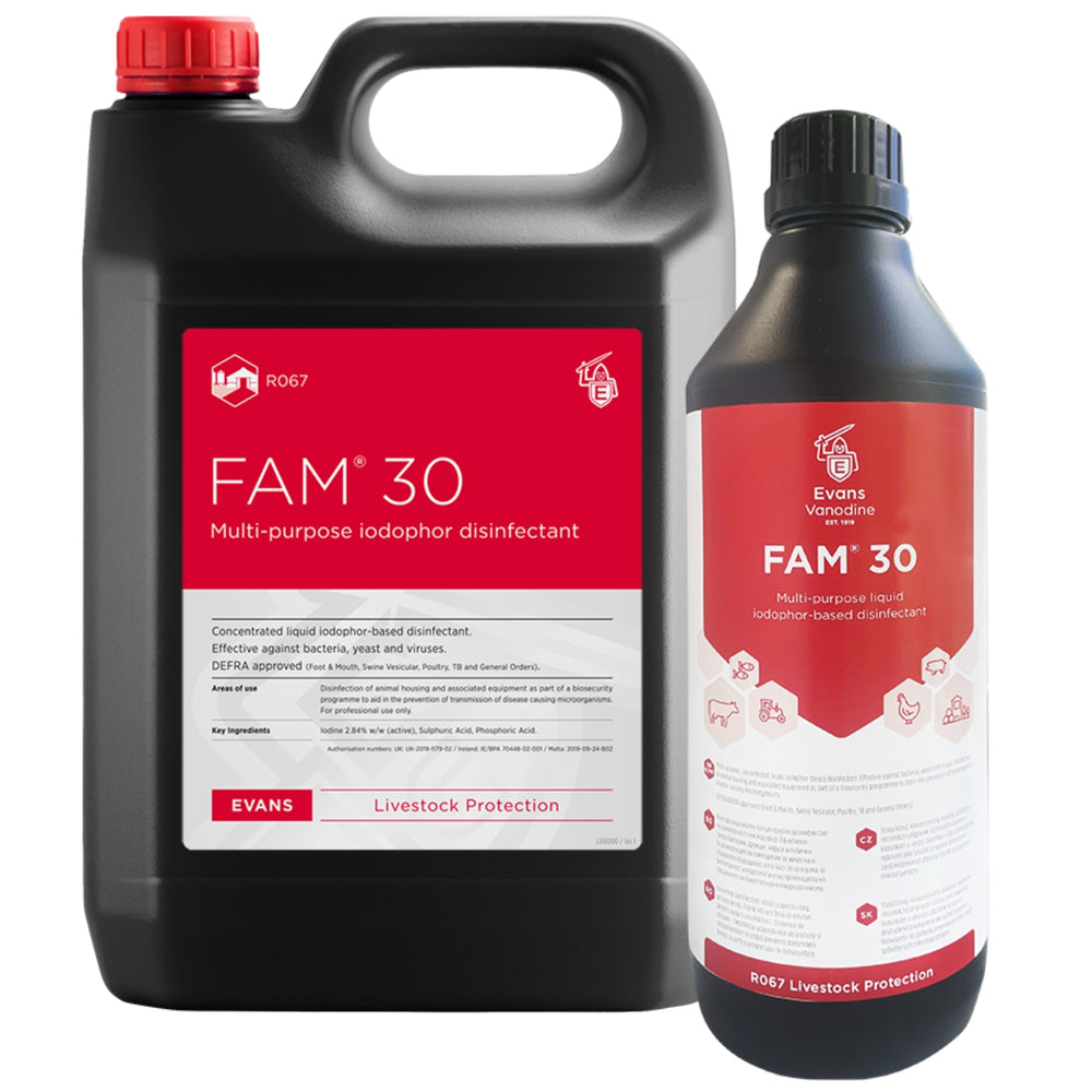 FAM 30 Iodophor Defra Approved Disinfectant – Quill Productions