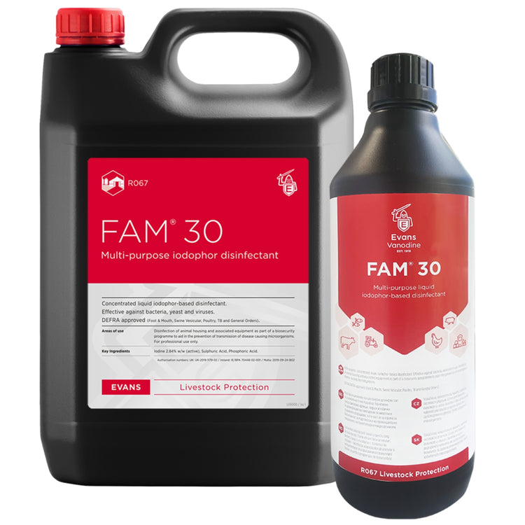 FAM 30 Iodophor Defra Approved Disinfectant – Quill Productions