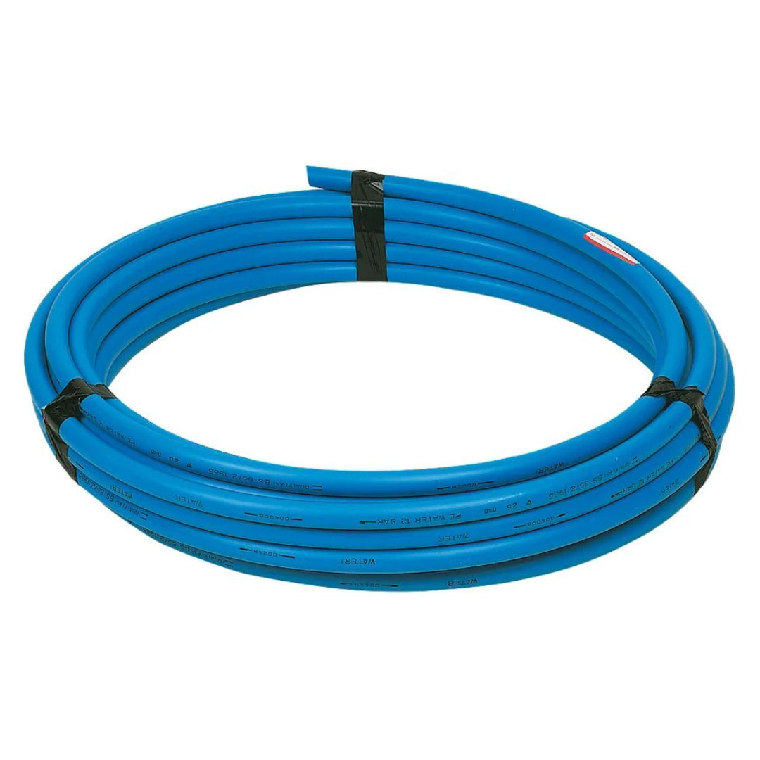 MDPE Water Pipe 20mm or 25mm Blue Alkathene – Quill Productions